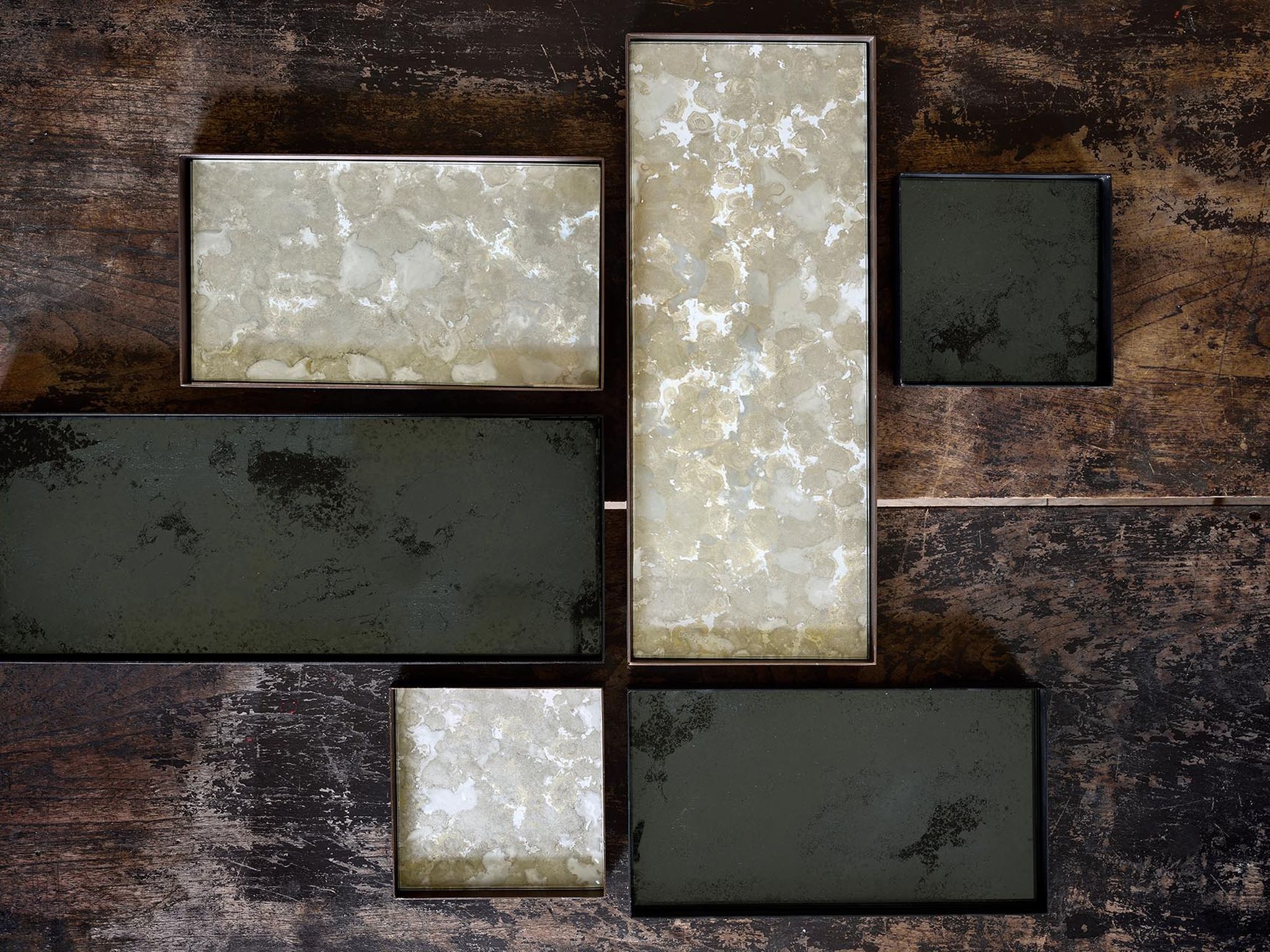 Fossil Organic glass valet tray - metal rim - rectangular - M ...